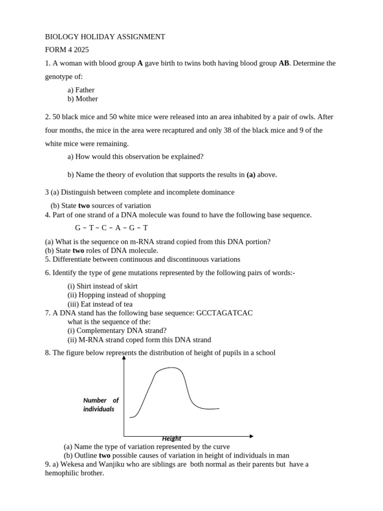 Biology Assignment: Genetic Concepts | PDF | Genotype | Dominance ...