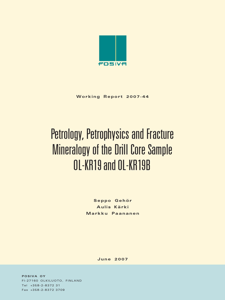 Petrology, Petrophysics and Fracture Mineralogy of The Drill Core ...
