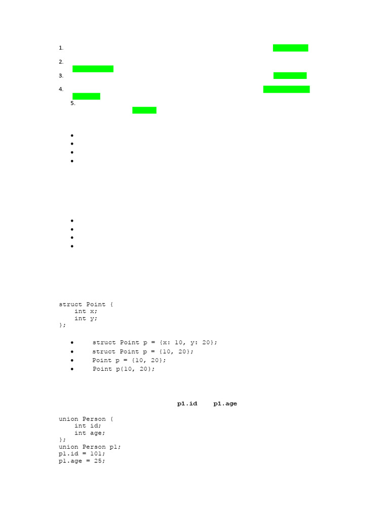 C Structures and Unions: Key Concepts | PDF | Pointer (Computer Programming) | Software Development