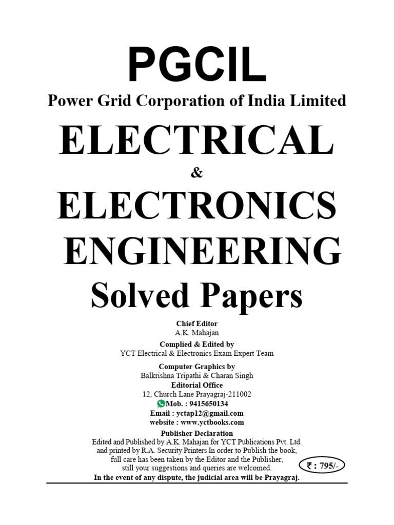 Pgcil Je Electrical & Electronics Engineering Solved Papers | PDF | Electric Motor | Electric ...