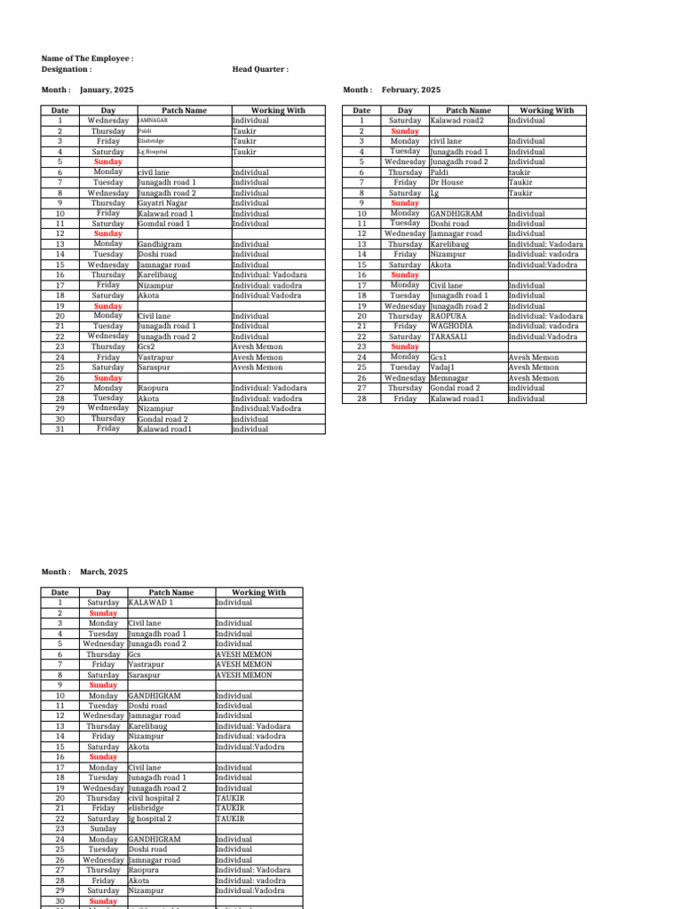 Quarterly Tour Programme Format | PDF