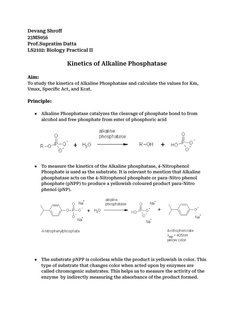 Kinetics of Alkaline Phosphatase | PDF | Enzyme Kinetics | Buffer Solution