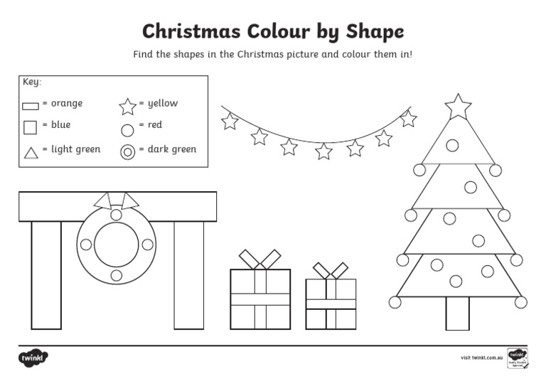 Christmas Colour by Shape Kinder | PDF
