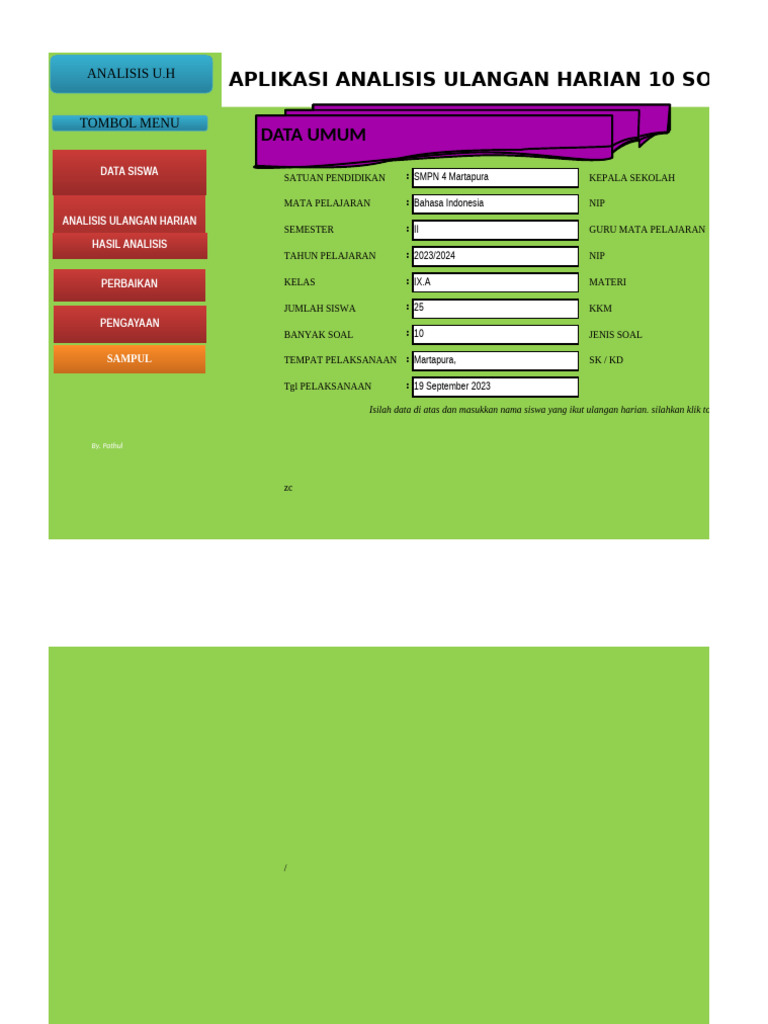 Analisis Ulangan Bahasa Indonesia IX.A | PDF