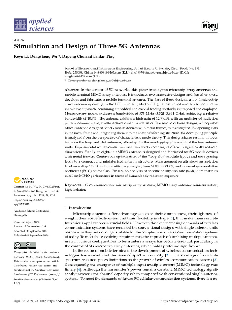 Simulation and Design of Three 5G Antennas | PDF | Antenna (Radio) | Mimo