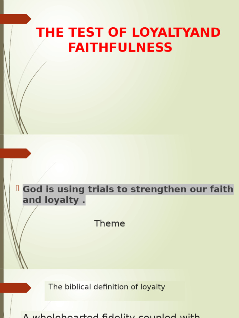 The Test of loyalty to God | PDF | Loyalty | The Exodus
