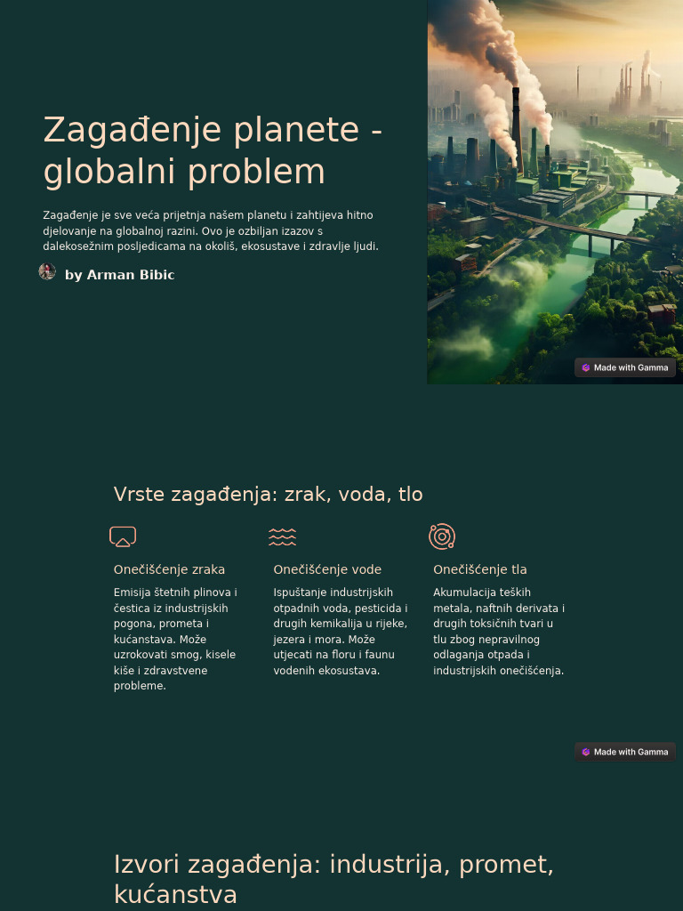 Zagadjenje Planete Globalni Problem | PDF
