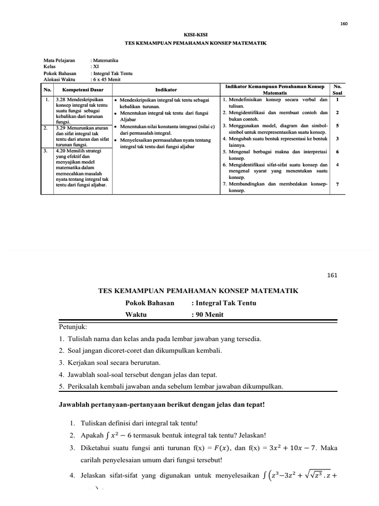 Kisi2 Soal Integral | PDF