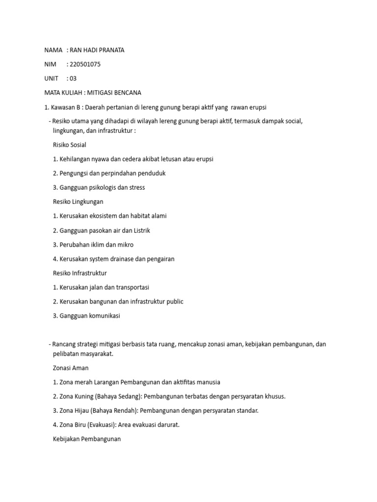 Mitigasi Bencana Ryan Hadi Pranata 220501075 | PDF