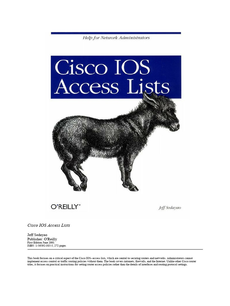 O'Reilly - Cisco IOS Access Lists | PDF | Router (Computing) | Computer Network