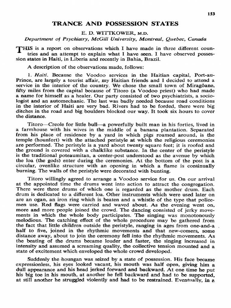 Wittkower 1970 | PDF | Hypnosis | Trance