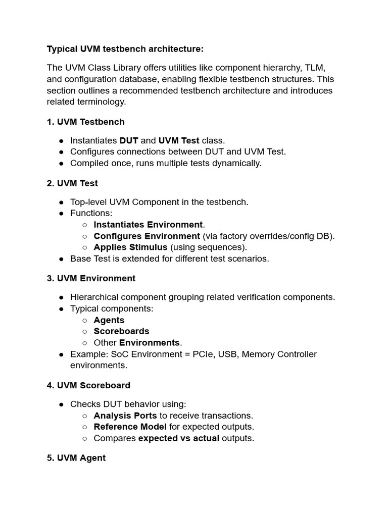 Typical UVM Testbench Architecture | PDF | System On A Chip ...