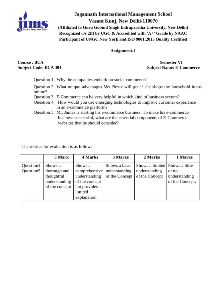 E-Commerce Assignment Overview | PDF