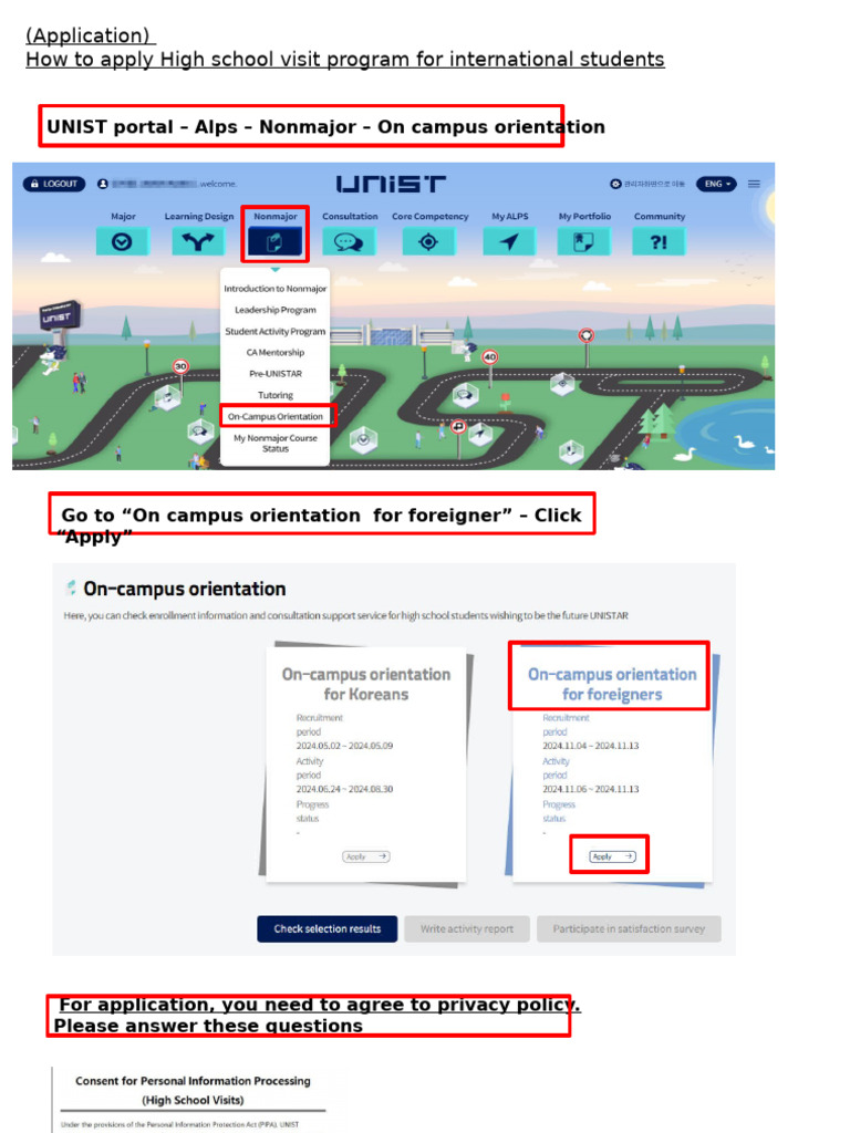 (1. Application) How To Apply For High School Visit Program For ...