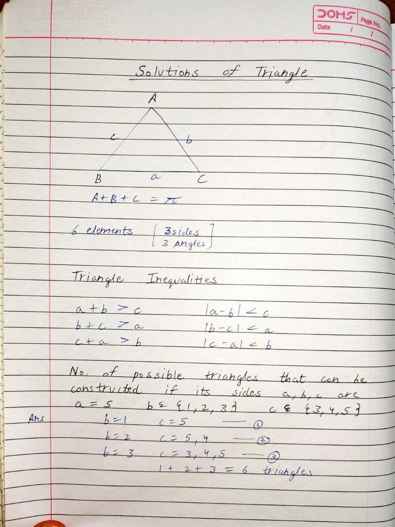 Solution of Triangles (SOT) | PDF
