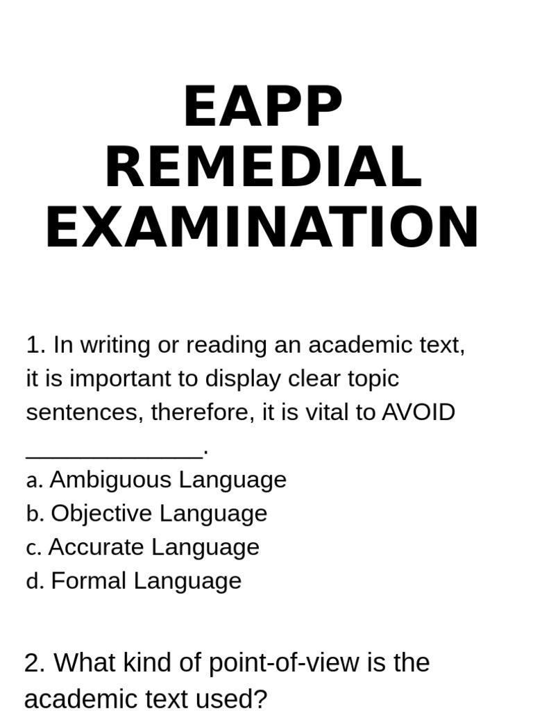 Eapp Remedial Examination | PDF | Ice Cream | Narration