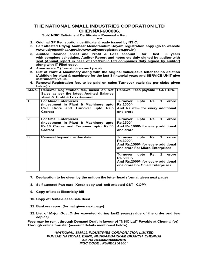 NSIC REQUIRED DOCS WITH BANK FORMAT | PDF | Revenue | Business
