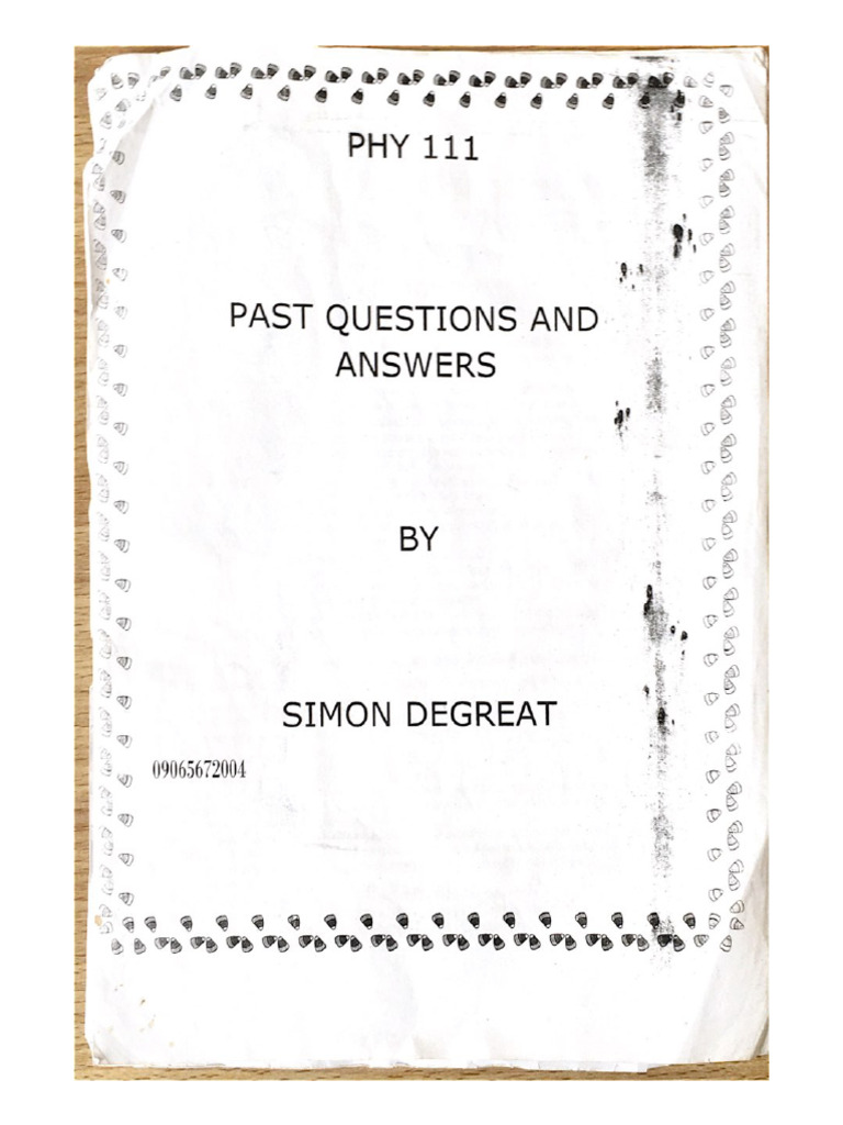 PHY 111 P&Q | PDF