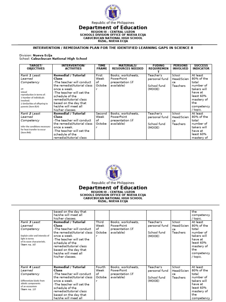 G8 Science Rda Intervention-Jecris | PDF | Mechanics