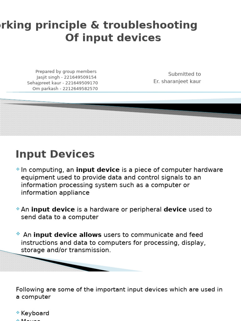 Working Principle and Troubleshooting of Input Devices | PDF | Computer Keyboard | Image Scanner