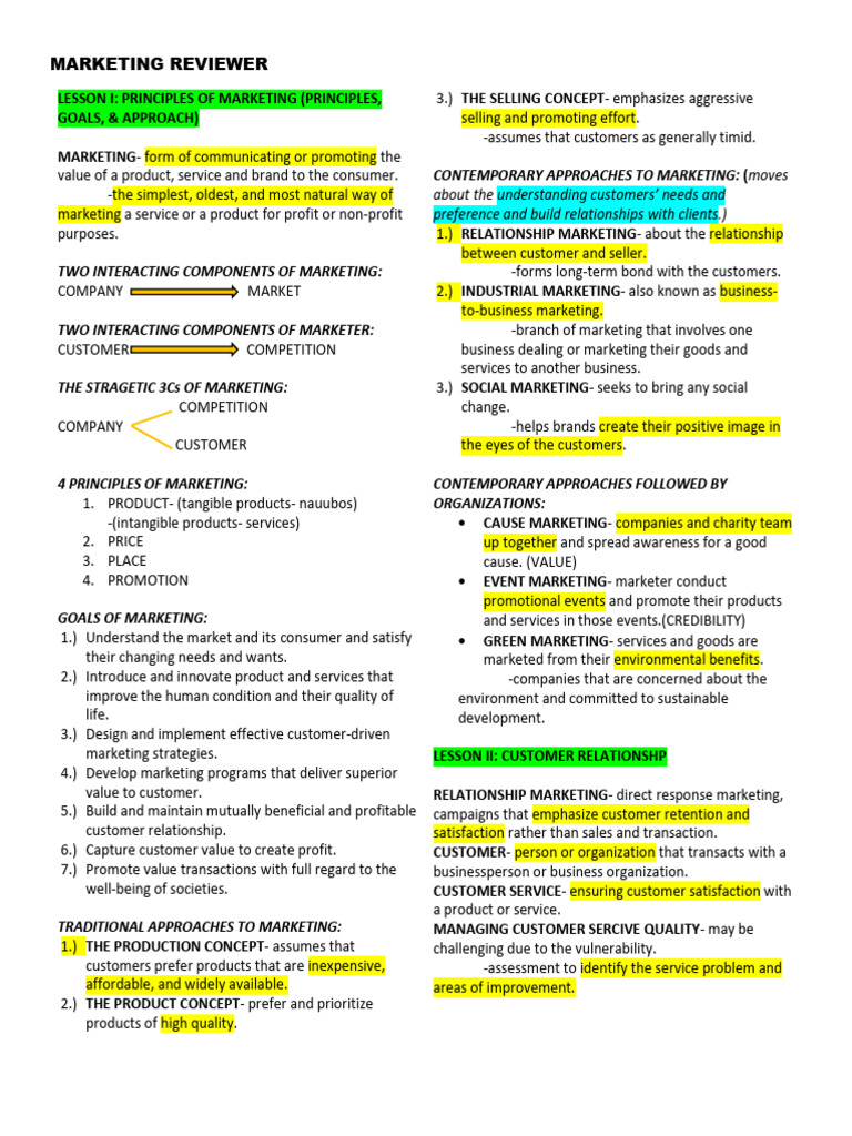 Marketing Reviewer Pdf Marketing Market Segmentation