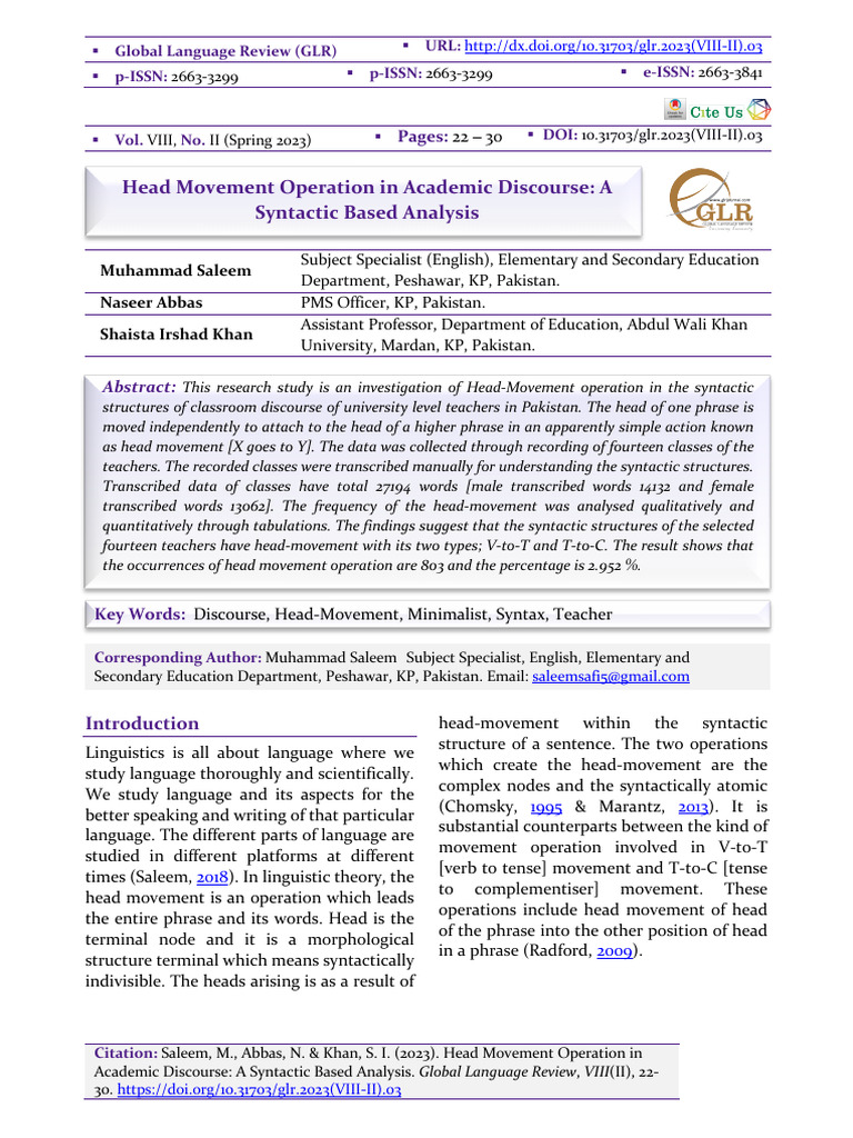 Synopsis Sample-Nida Sheikh (1) | PDF | Syntax | Phrase