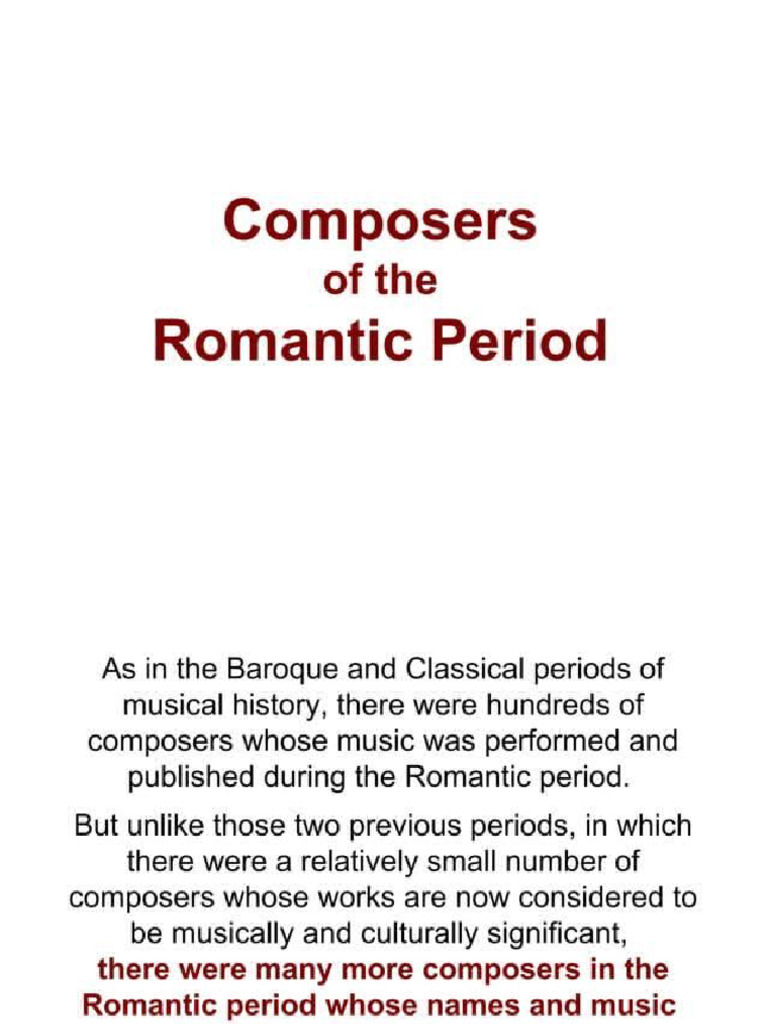 Composers of The of The Early Romantic Period | PDF