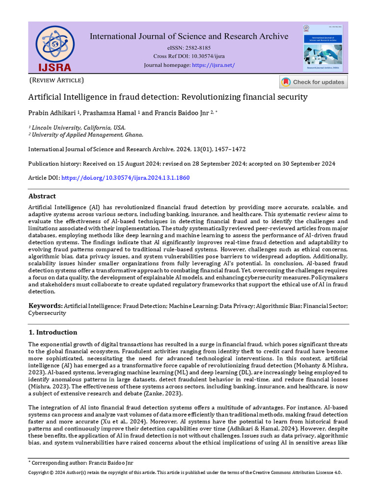 Fraud Detection | PDF | Intelligence (AI) & Semantics | Artificial ...