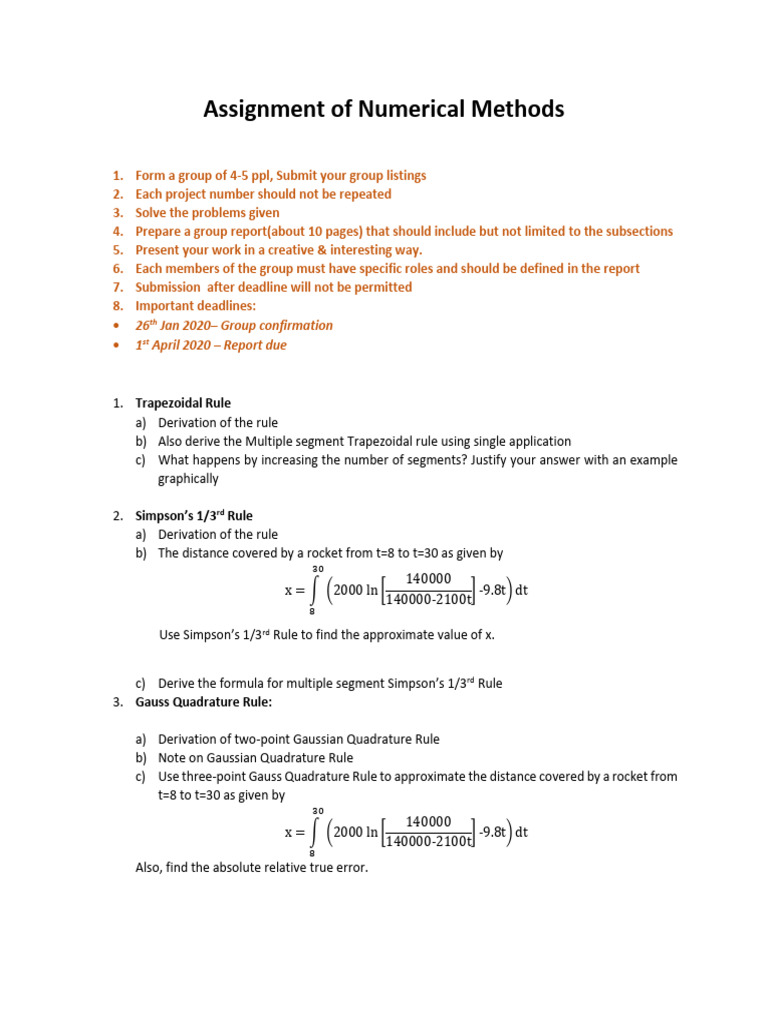 Numerical Method Assignments | PDF | Gases | Numerical Analysis