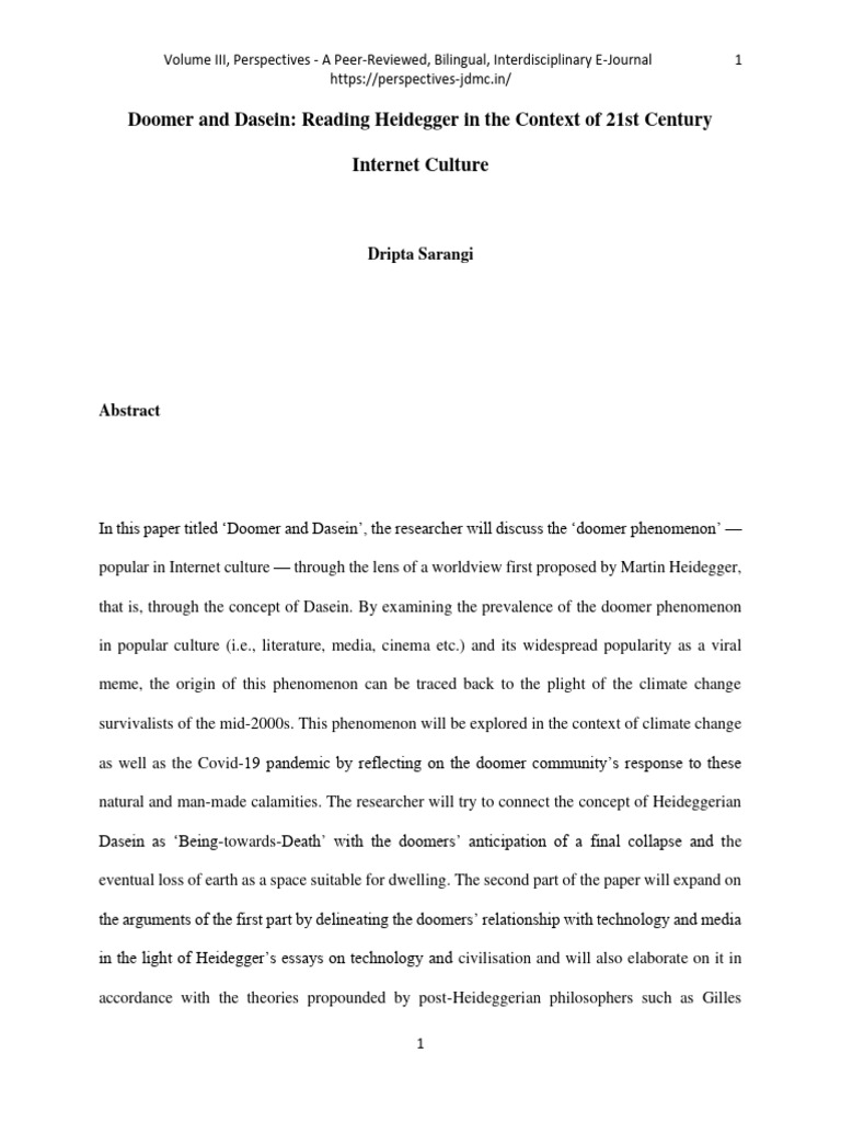 Doomer_and_Dasein_Reading_Heidegger_in_t | PDF | Martin Heidegger