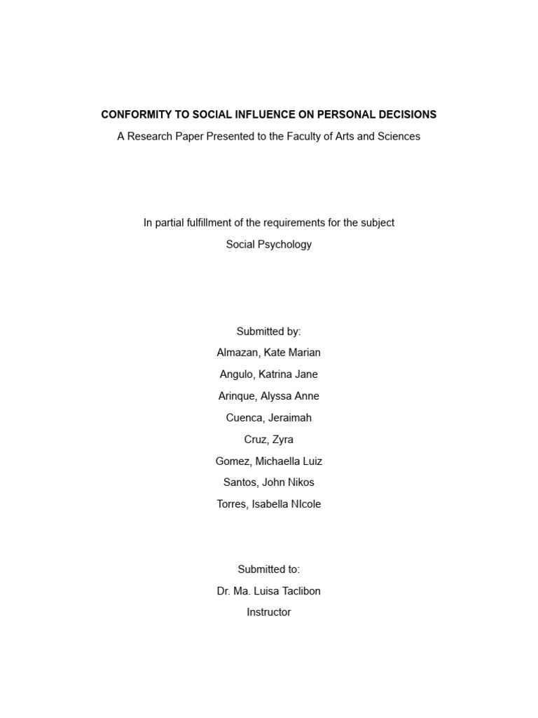 Asch's Conformity Experiment Analysis | PDF | Conformity | Attitude ...