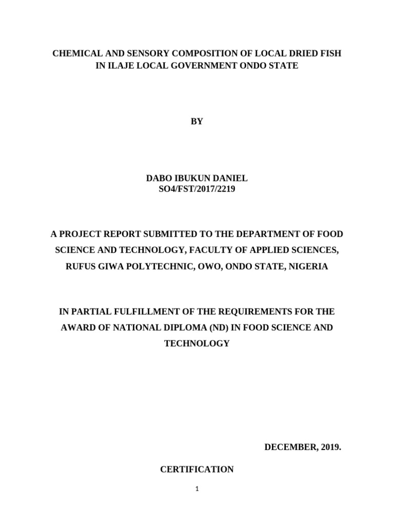 Chemical and Sensory Composition of Local Dried Fish in Ilaje Local ...