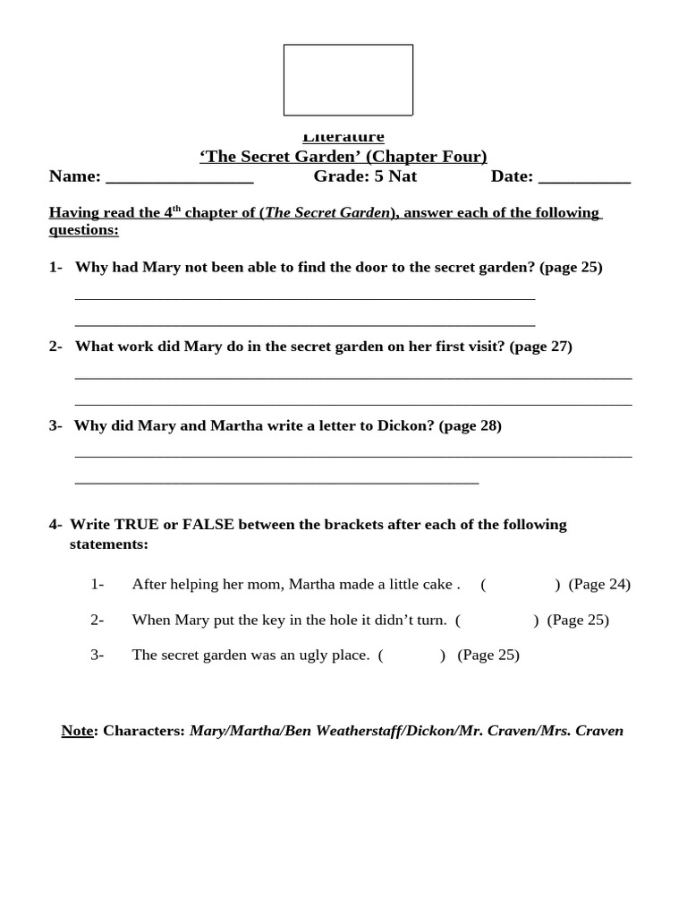 TSG chapter 4 The Secret Garden chapter | PDF