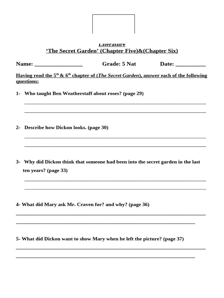 TSG Chapter 5&6 The Secret Garden | PDF