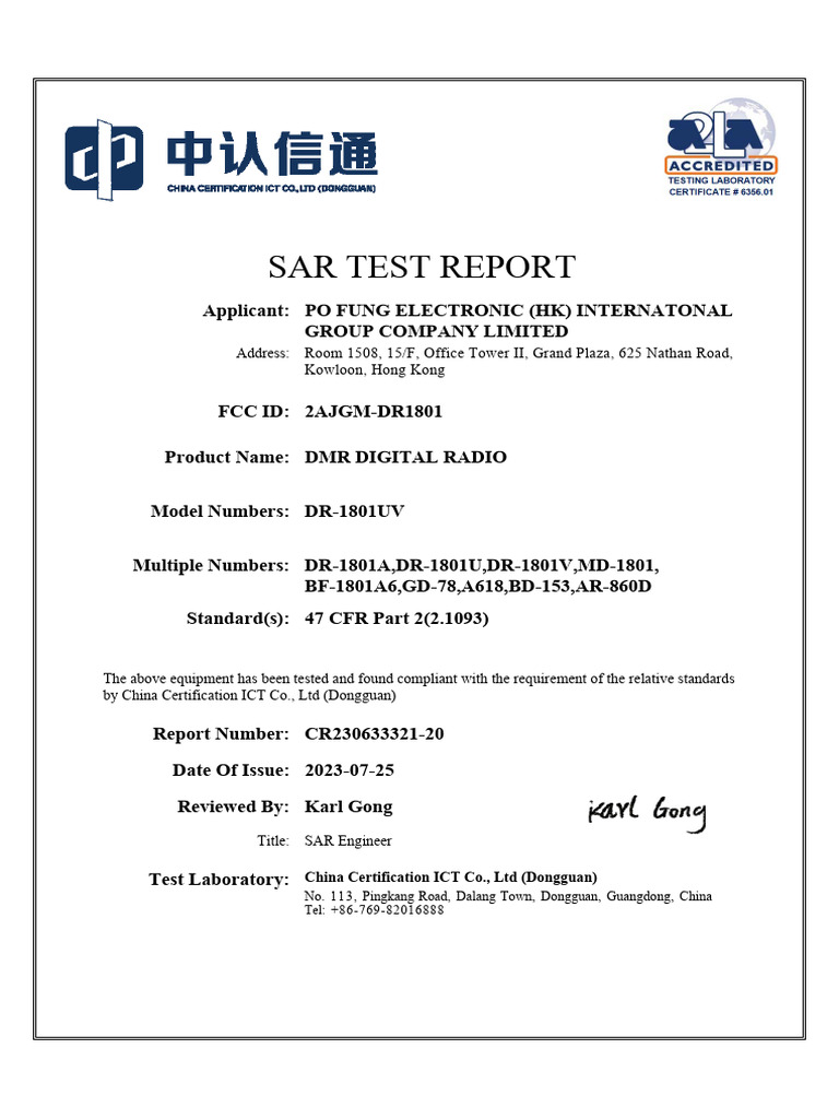 SAR Test Report 6752390 | PDF | Data Acquisition | Input/Output
