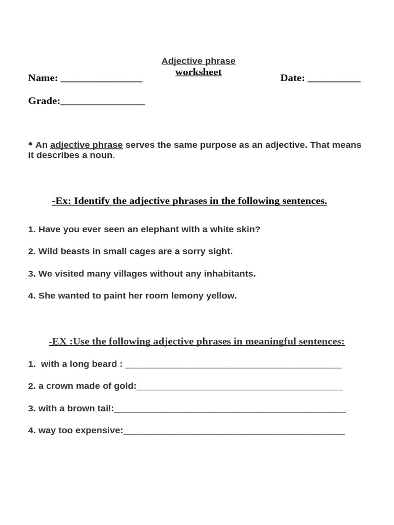 Adjectival Phrase | PDF