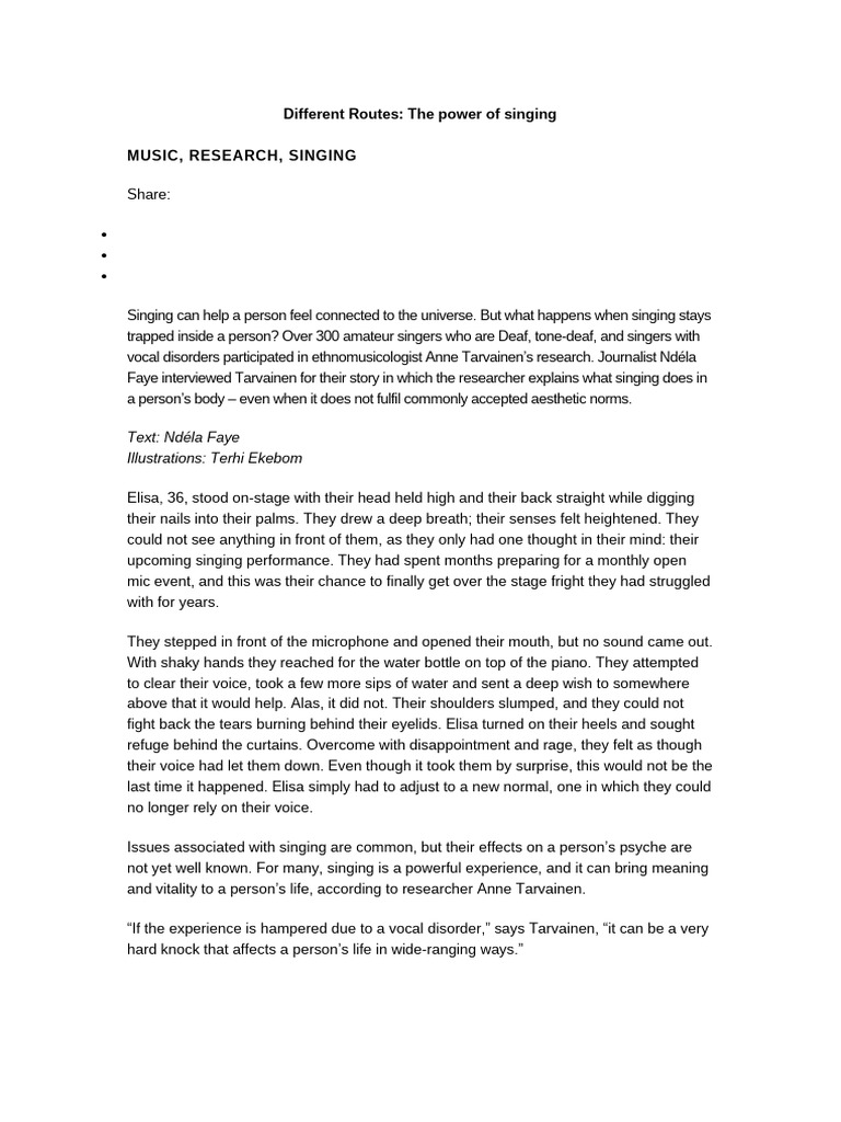 Different Routes - The Power of Singing | PDF | Human Voice | Singing