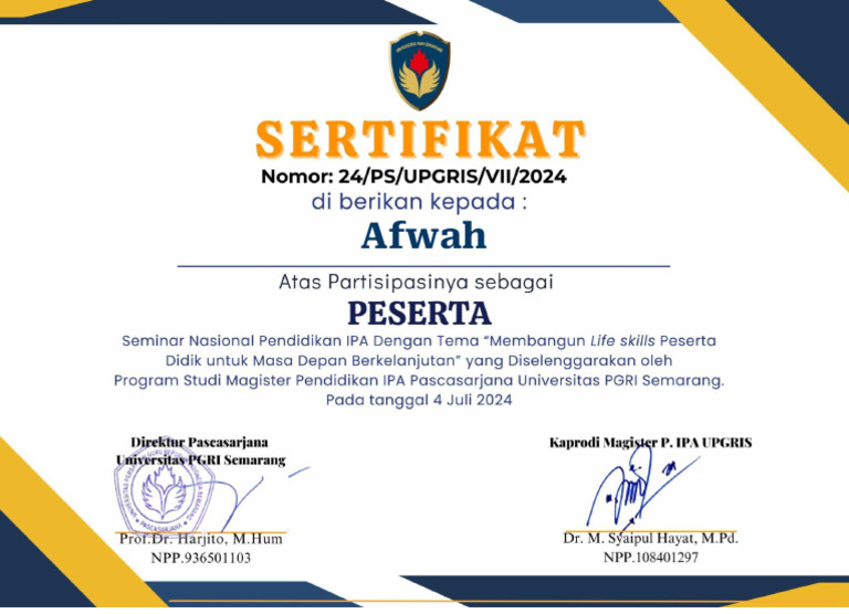 Sertifikat_Afwah | PDF