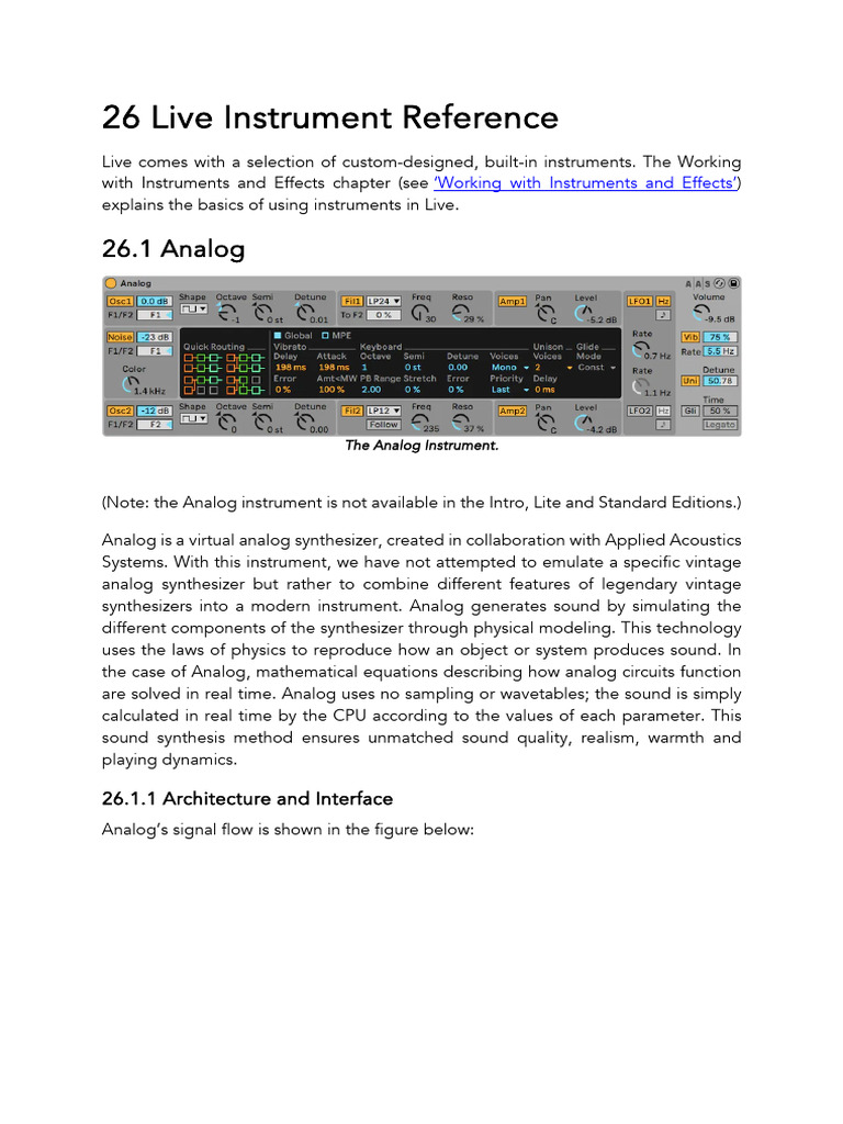 26 Live Instrument Reference | PDF | Electronic Oscillator | Synthesizer