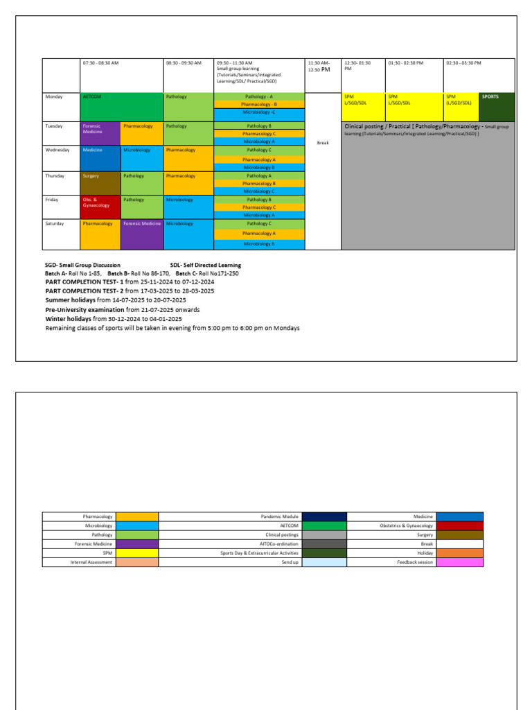 Complete MBBS 2 Schedule 18b 2024-25 | PDF | Pathology | Inflammation