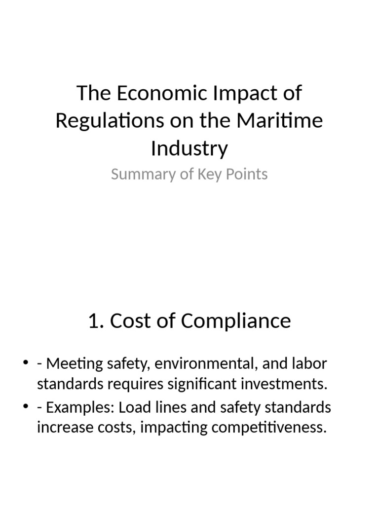Economic Impact of Maritime Regulations | PDF