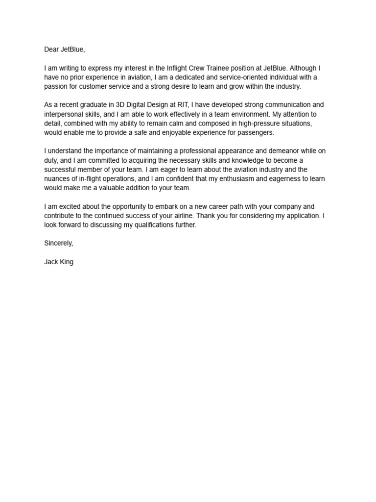 Jack King Inflight Crew Trainee | PDF