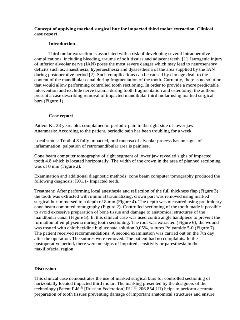 Marked Surgical Bur for Third Molar Extraction | PDF | Surgery ...