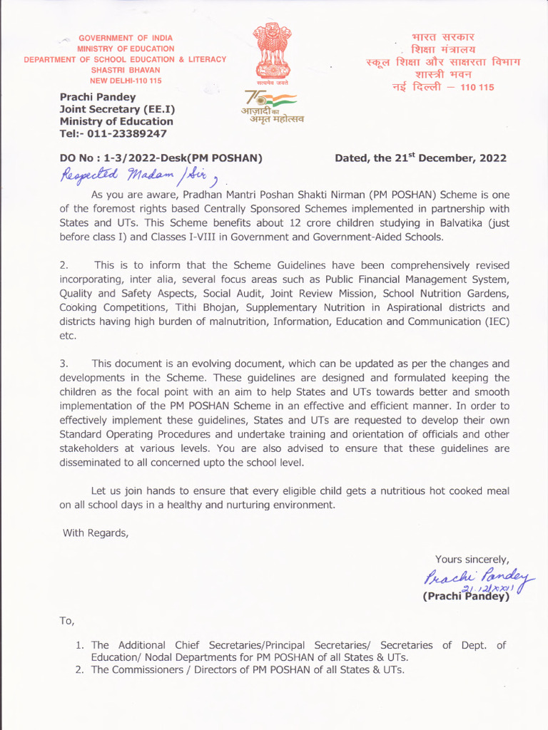 Guidelines On PM Poshan Scheme | PDF