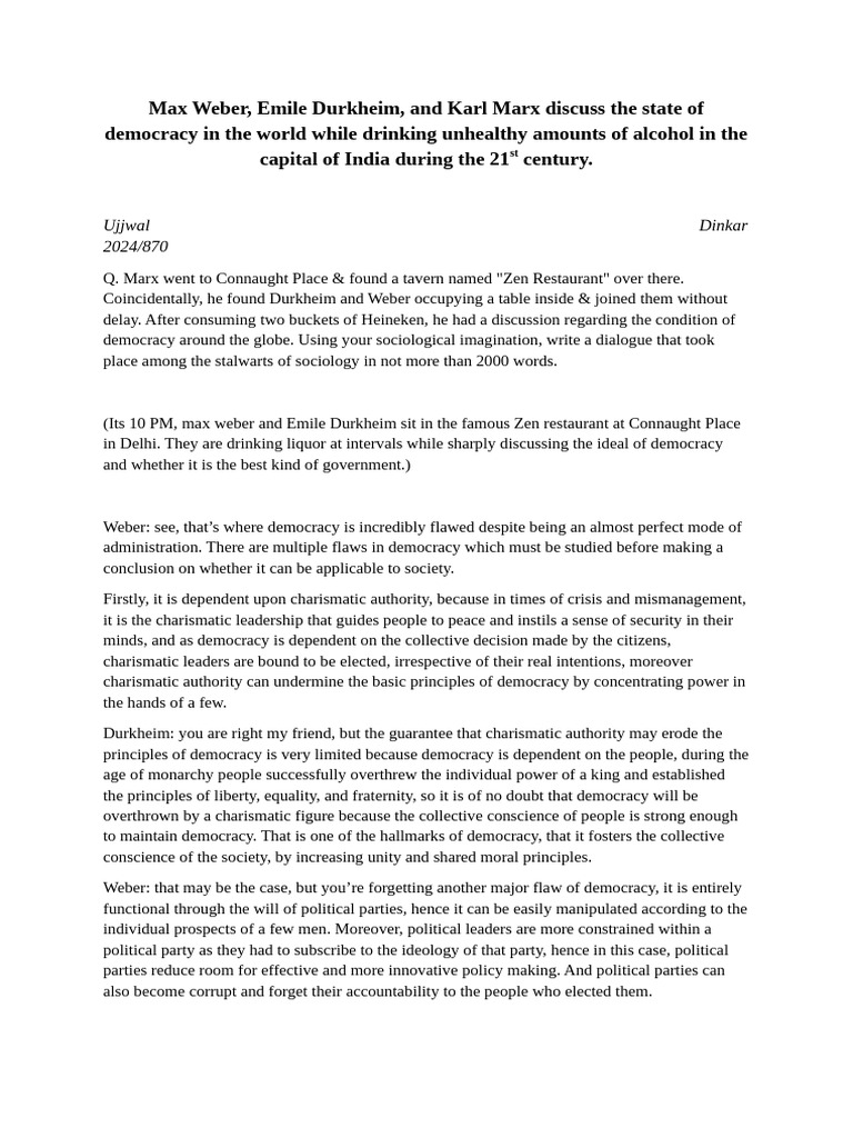 Isr, Sem 1, Assignment, Dialogue | PDF | Democracy | Political Ideologies