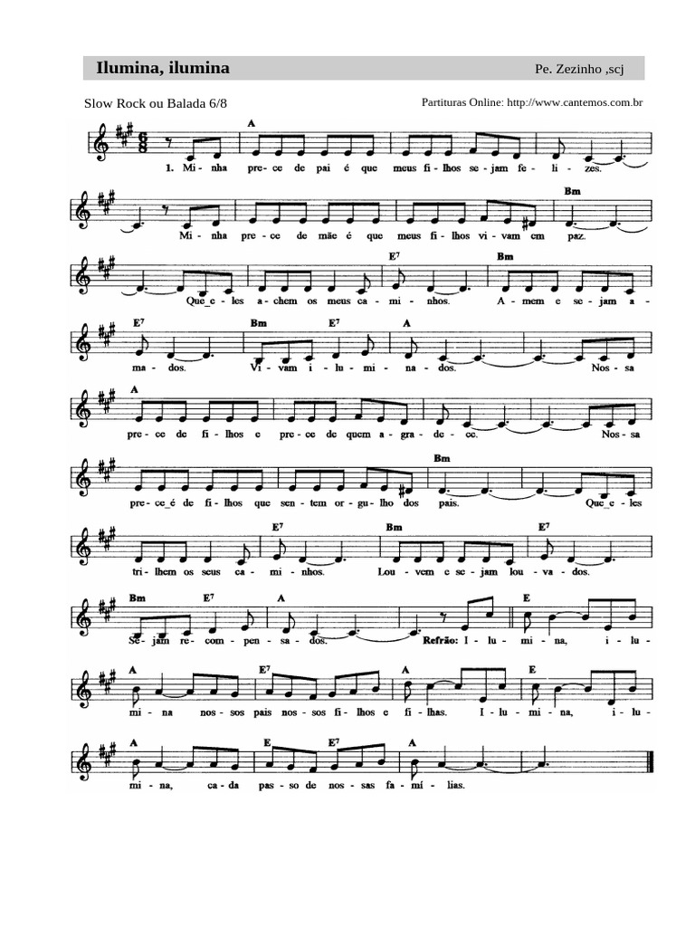 Ilumina Ilumina - Padre Zezino - Partitura e Cifra - Católica | PDF