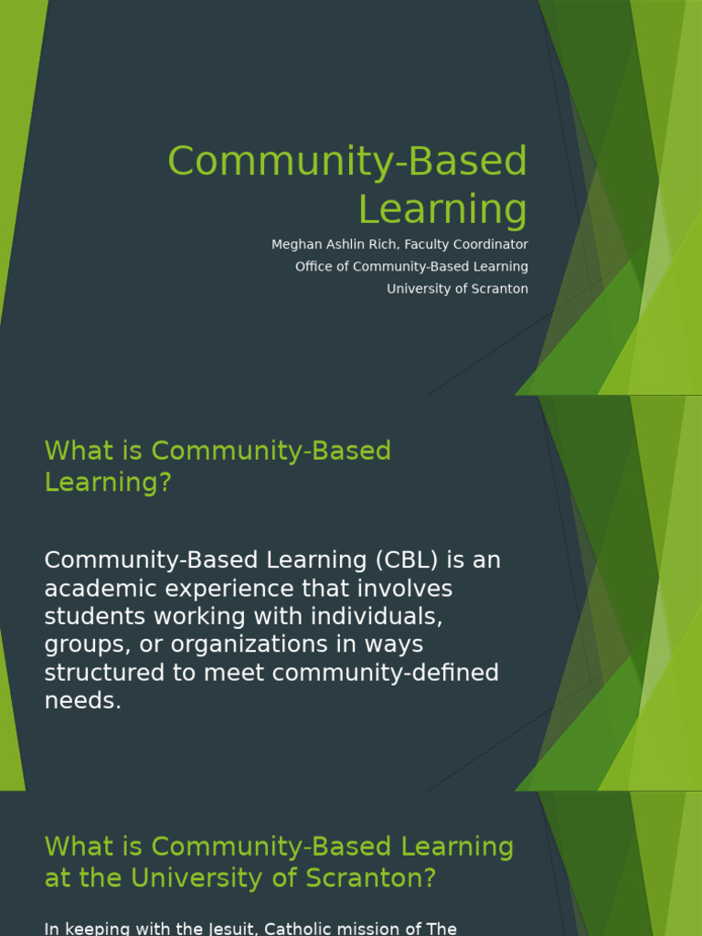 Community-Based Learning Presentation | PDF | Service Learning ...