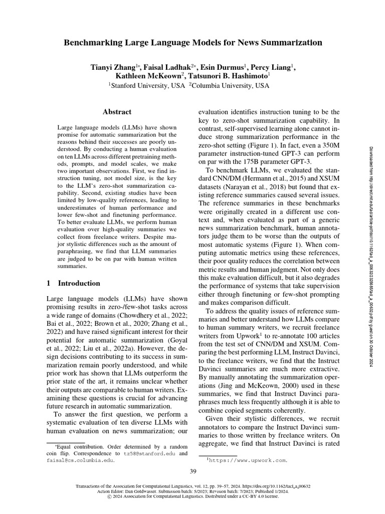 Benchmarking Large Language Models for News Summarization | PDF | Artificial Intelligence ...
