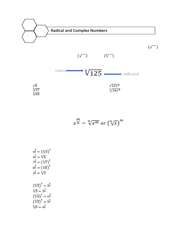 1 Book Content Radical and Complex Number | PDF | Exponentiation | Numbers