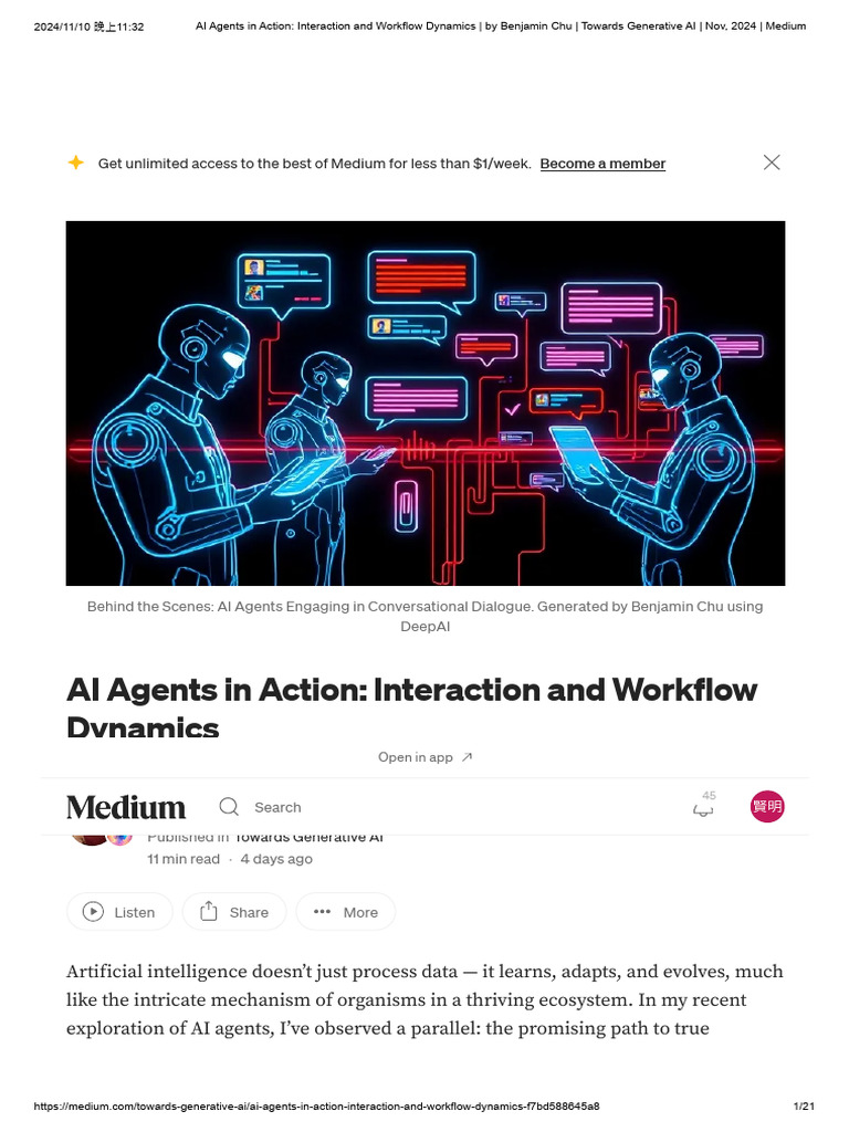 AI Agents in Action - Interaction and Workflow Dynamics - by Benjamin Chu - Towards Generative ...